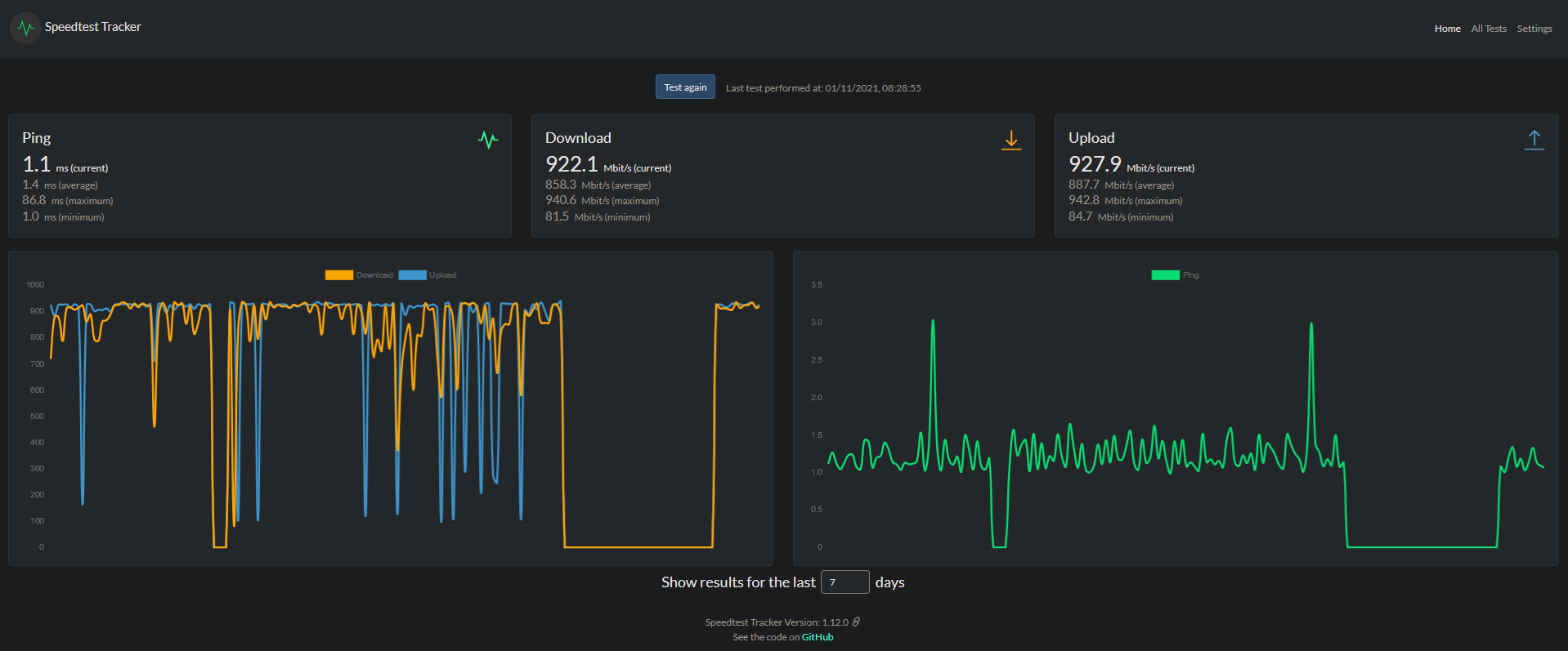 Speedtest-Tracker: Continuously track your internet speed